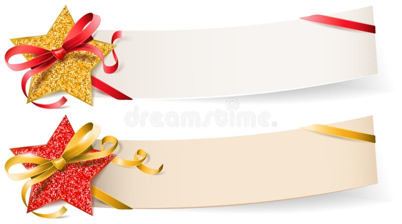 Star Banner with Christmas Glitter Isolated Vector Set Stock Vector ...