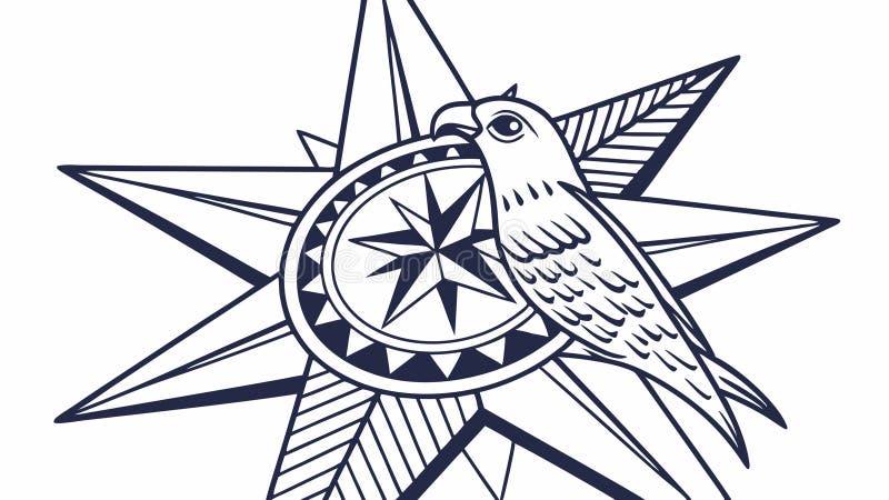 Star with Bird and Compass Elements, Vector Design Generative AI Stock ...