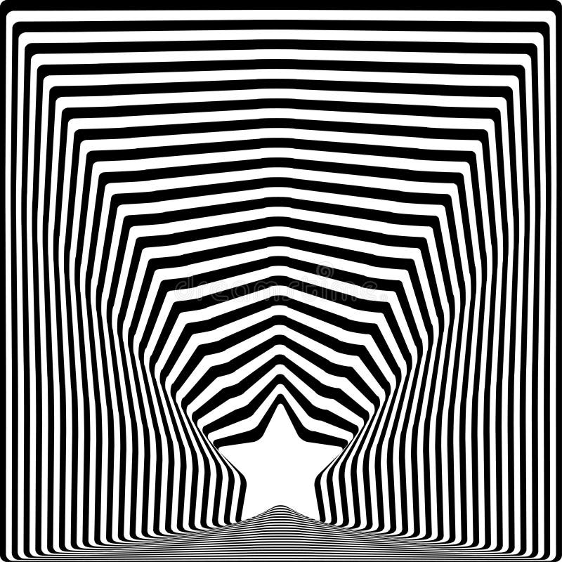 Star Black Stripes Optical Illusion Visual Art Effect. Stock Vector ...