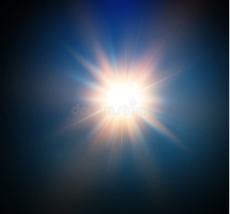 Star on a Blue Background.bright Flash.Realistic Burst with Flare ...