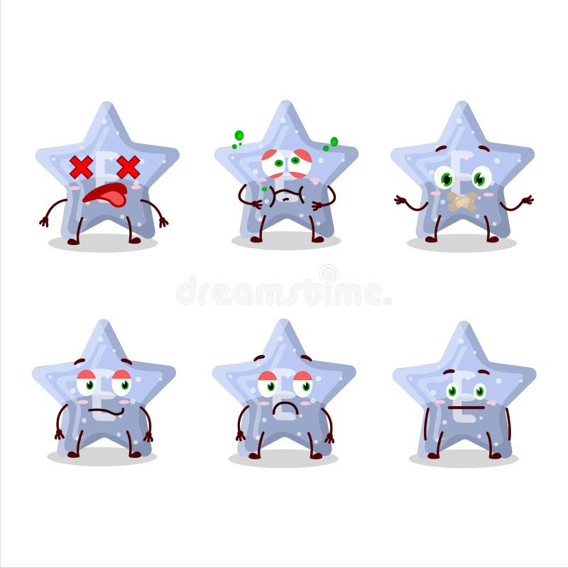 Star Blue Gummy Candy E Cartoon Character with Nope Expression Stock ...
