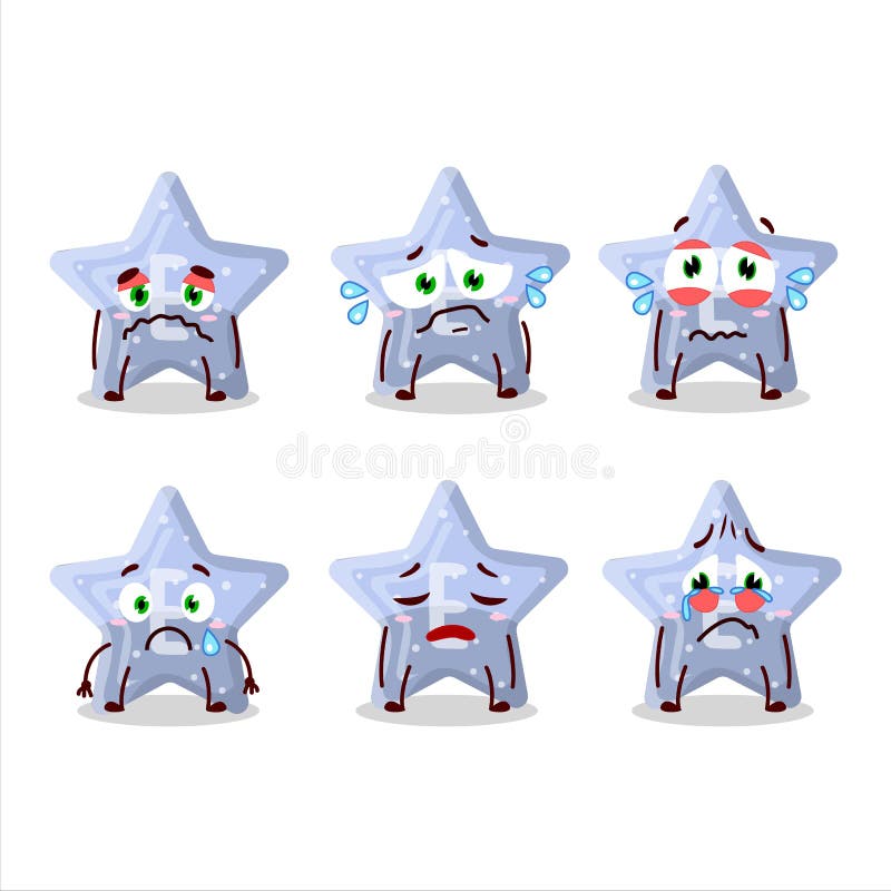 Star Blue Gummy Candy E Cartoon Character with Sad Expression Stock ...