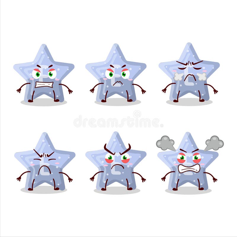 Star Blue Gummy Candy E Cartoon Character with Various Angry ...