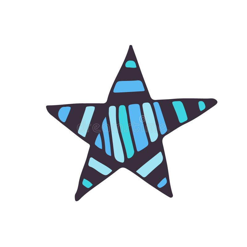Star Blue. Isolated Vector Icon. Hand Drawn Vector Illustration. Stock ...