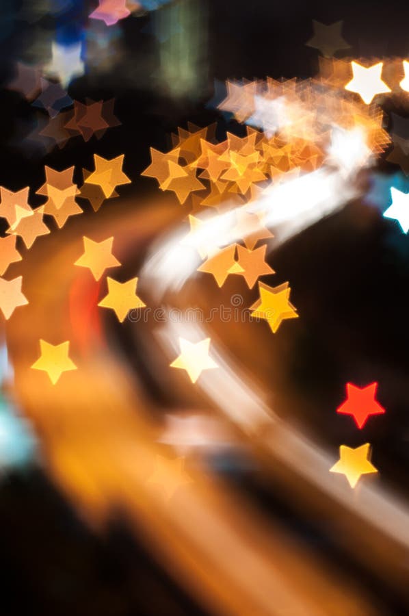 Star Bokeh Shape with Light Trail Stock Photo - Image of heart ...