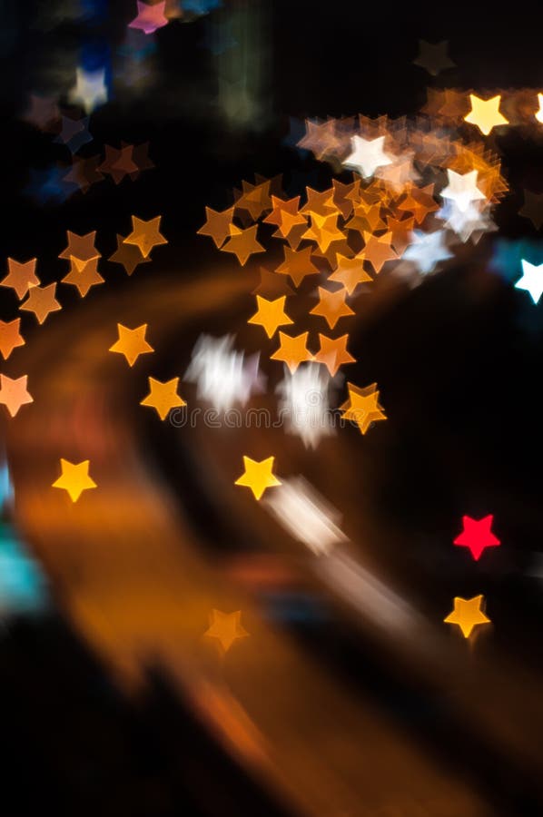 Star Bokeh Shape with Light Trail Stock Photo - Image of heart ...