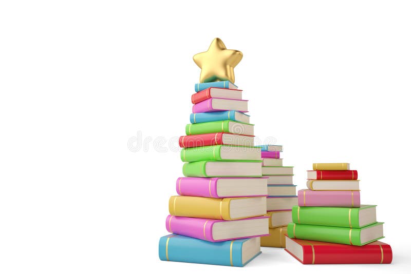 Star on Book Stacks,3D Illustration. Stock Illustration - Illustration ...