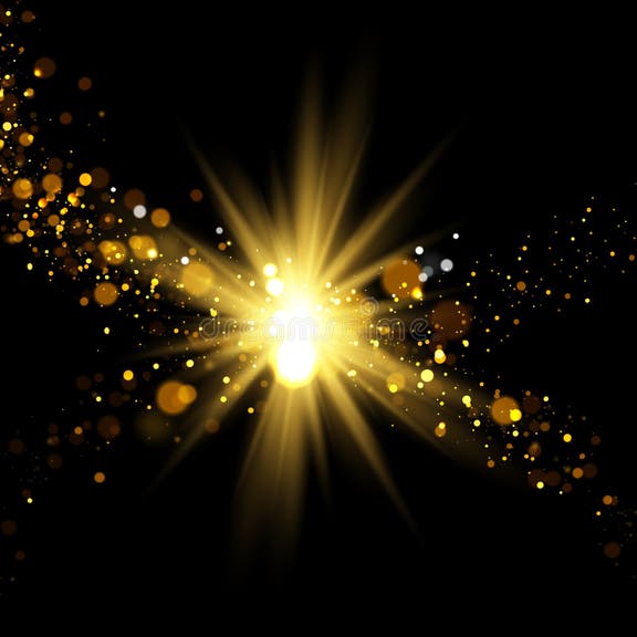 Star Burst with Sparkles. Light Effect. Gold Glitter Texture. Stock ...