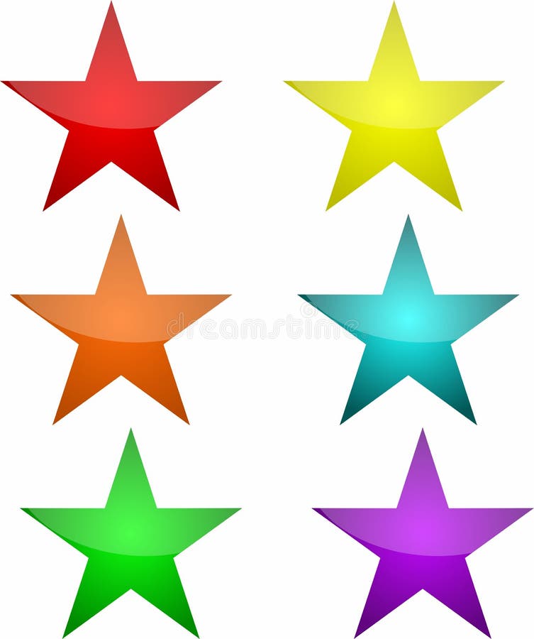 Star Buttons in Six Colours Stock Photo - Image of purple, transparent ...
