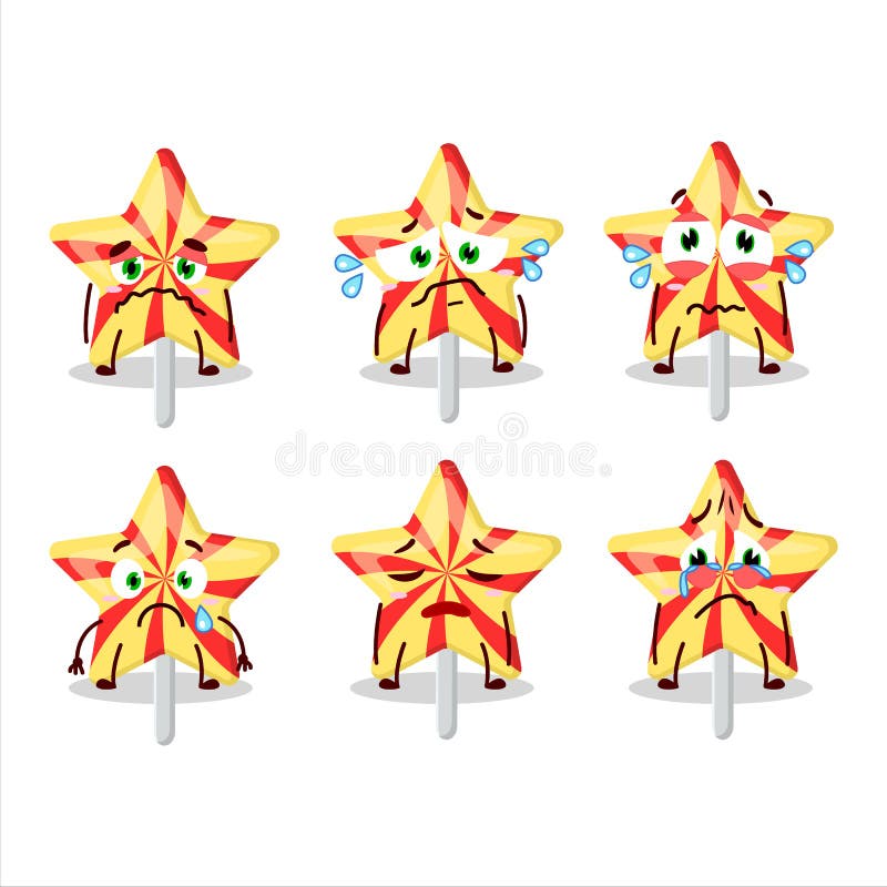 Star Candy Cartoon Character with Sad Expression Stock Vector ...