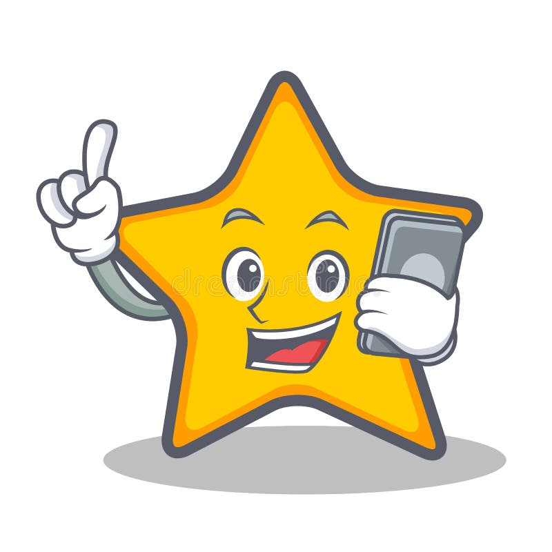 With Phone Star Badge Police Isolated in Mascot Stock Vector ...