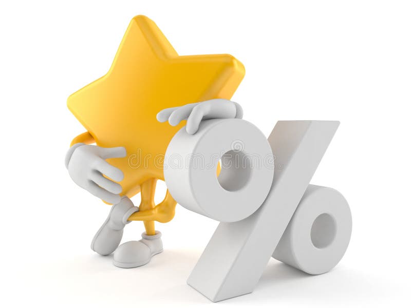 Star Character with Percent Symbol Stock Illustration - Illustration of ...