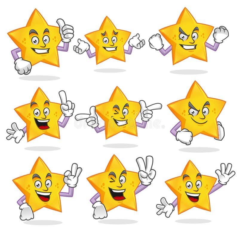 Vector set of star mascot stock vector. Illustration of bright - 114477874