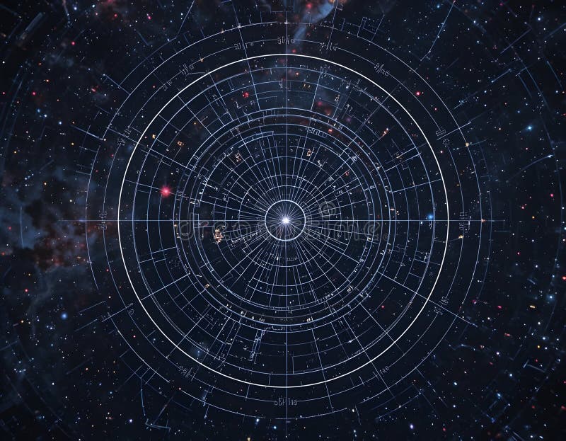Star Chart with Galaxies and Celestial Map Overlay Stock Image - Image ...