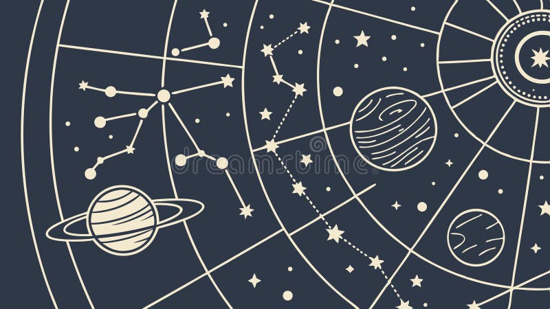 Star Chart with Planets, Astronomy Space Map, Vector Design Generative ...