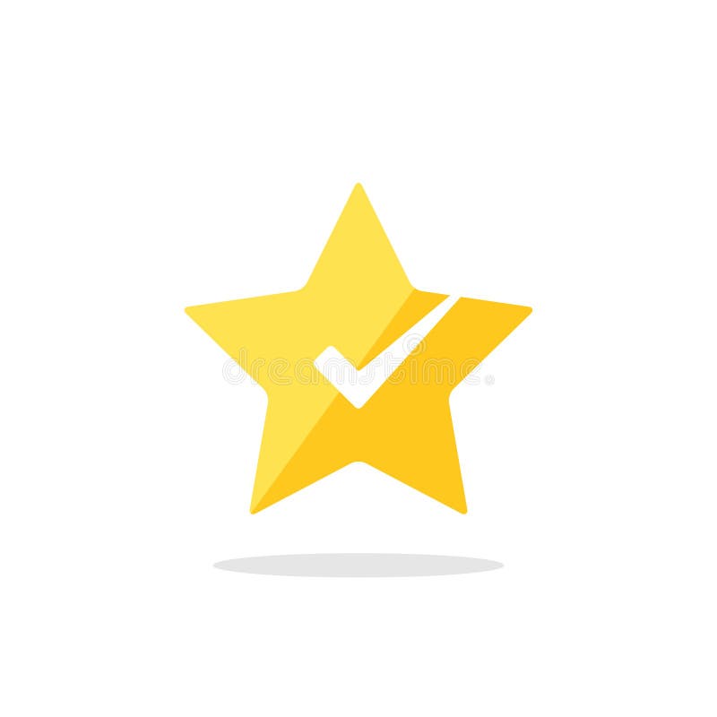 Yellow Star Check Mark Tick Icon. Vector Illustration Stock Vector ...