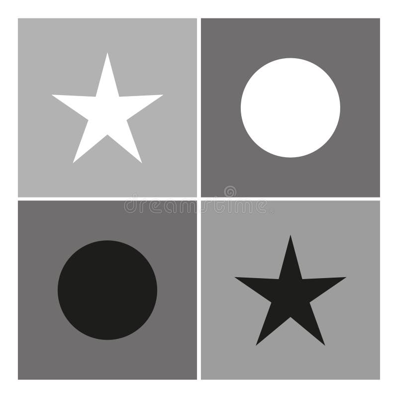 Star and Circle. Dual Shape Contrast. Vector Flat Layout. Bold Graphic ...