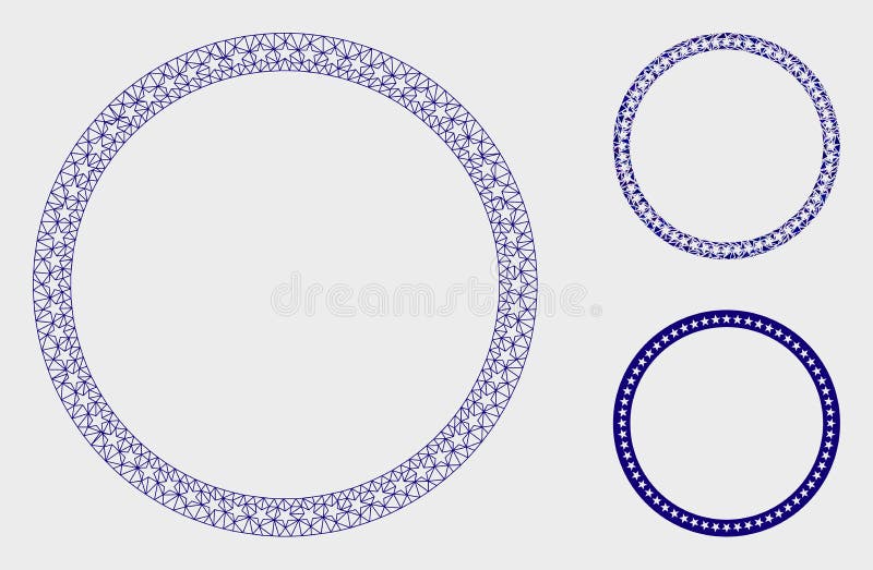 Star Circle Frame Vector Mesh 2D Model and Triangle Mosaic Icon Stock ...