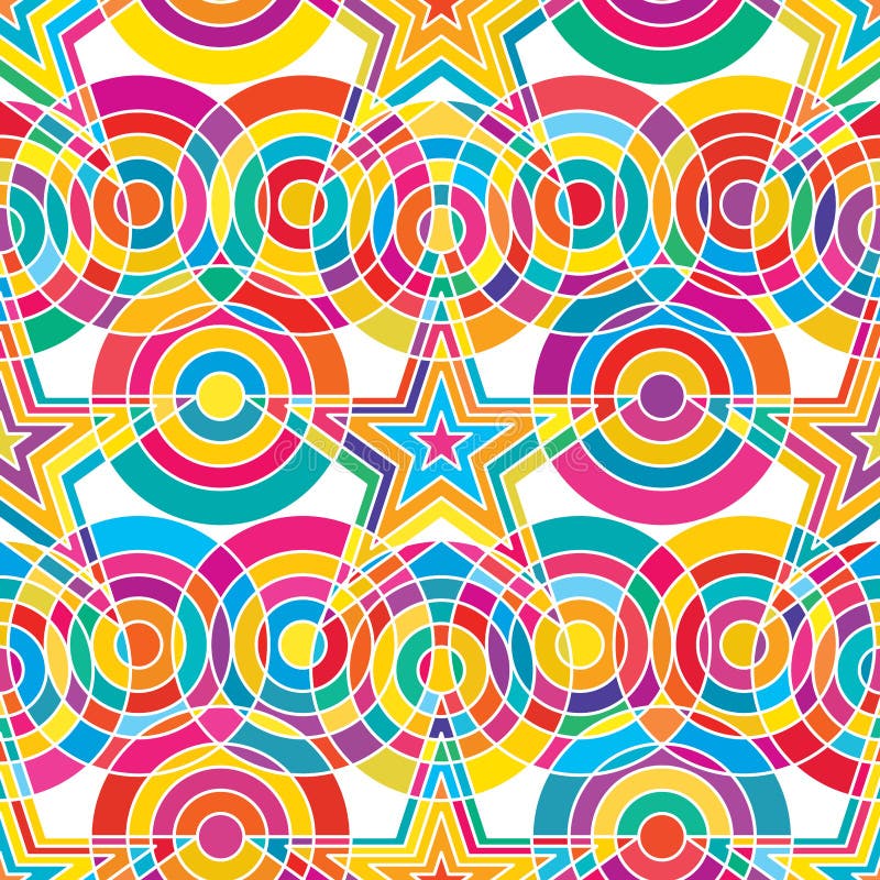 Star Circle Point Colorful White Background Seamless Pattern Stock ...