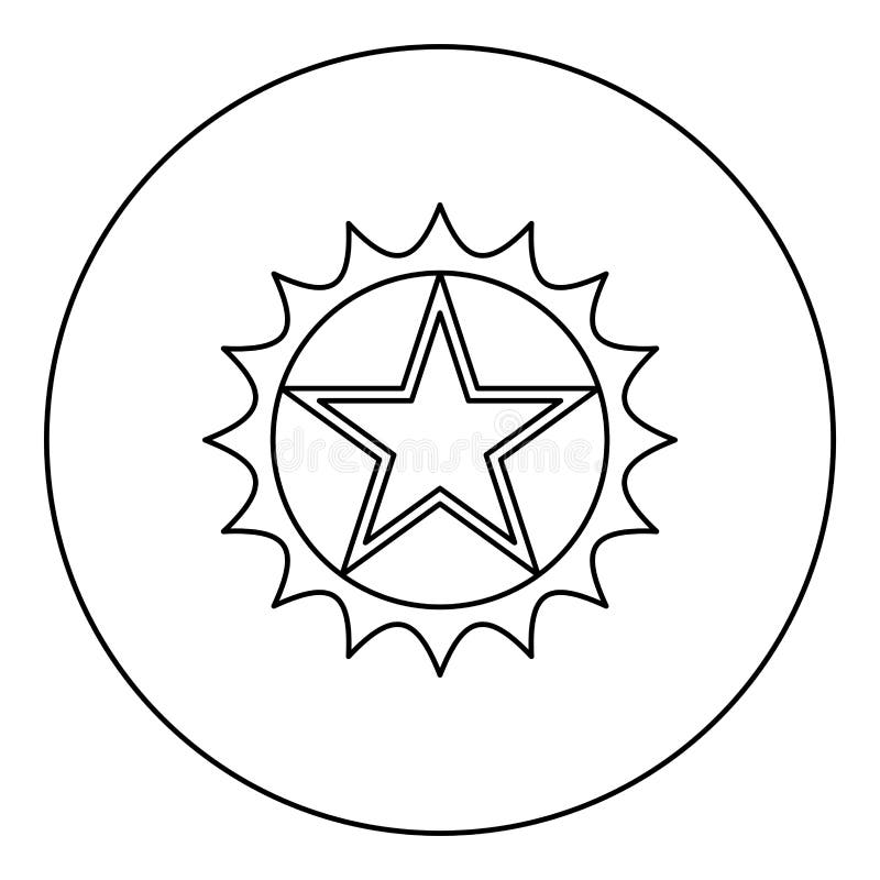 Star in Circle with Sharp Edges Icon in Circle Round Black Color Vector ...