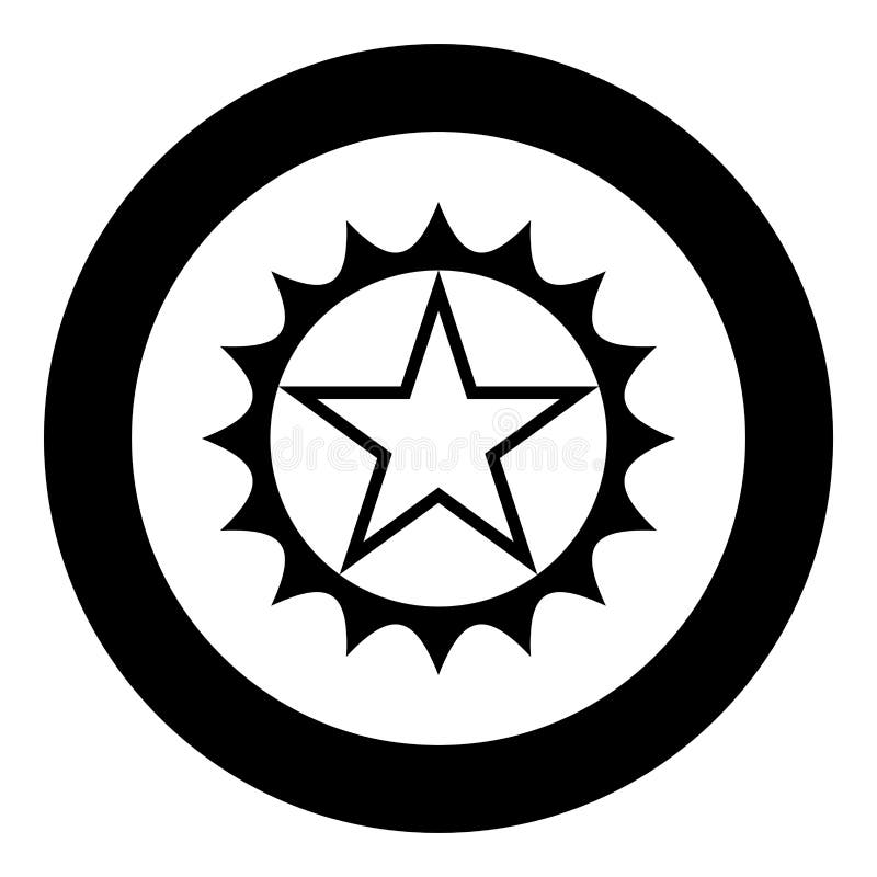 Star in Circle with Sharp Edges Icon in Circle Round Black Color Vector ...