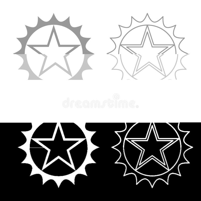 Star in Circle with Sharp Edges Set Icon Grey Black Color Vector ...