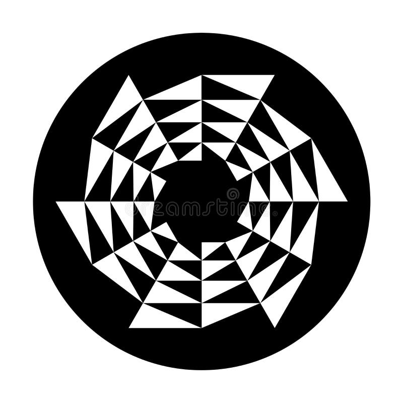 Star with Circular Triangle Pattern, in a Black Circle Stock Vector ...