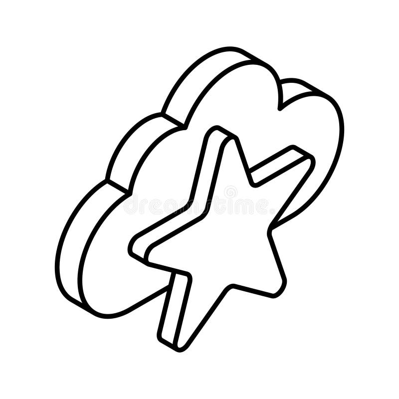 Star with Cloud Depicting Isometric Vector of Favorite Cloud Stock ...