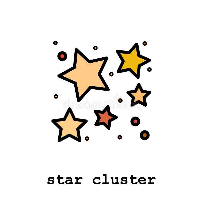 Star Cluster Color Icon Thin Line, Linear, Outline Vector. Star Cluster ...