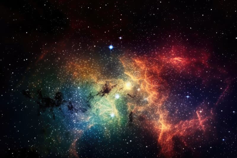 Star Cluster, with Stars of Different Colors and Brightnesses, Against ...