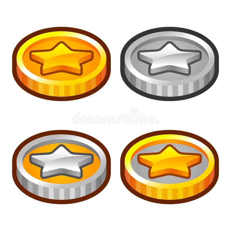 Star coins 2 stock vector. Illustration of icon, silver - 38539249