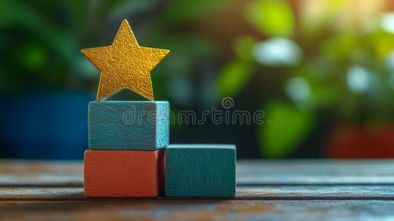Star on Colorful Blocks Symbolizing Growth and Success. Stock Image ...