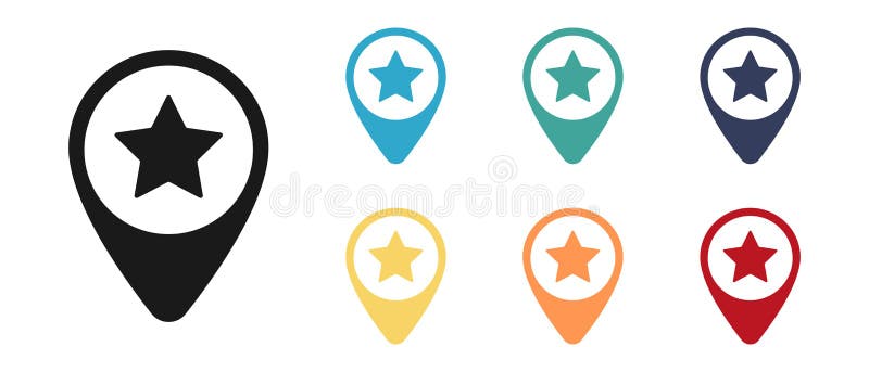 Star Concept Vector Icon Set, Label on the Map. Illustration Stock ...