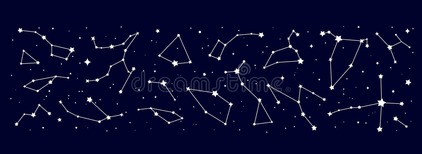 Star Constellation Border, Galaxy Night Sky Map Stock Illustration ...