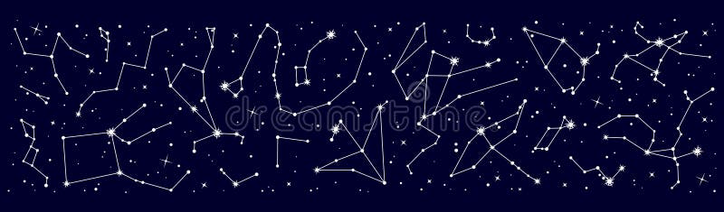 Star Constellation Border. Night Sky Map or Chart Stock Vector ...