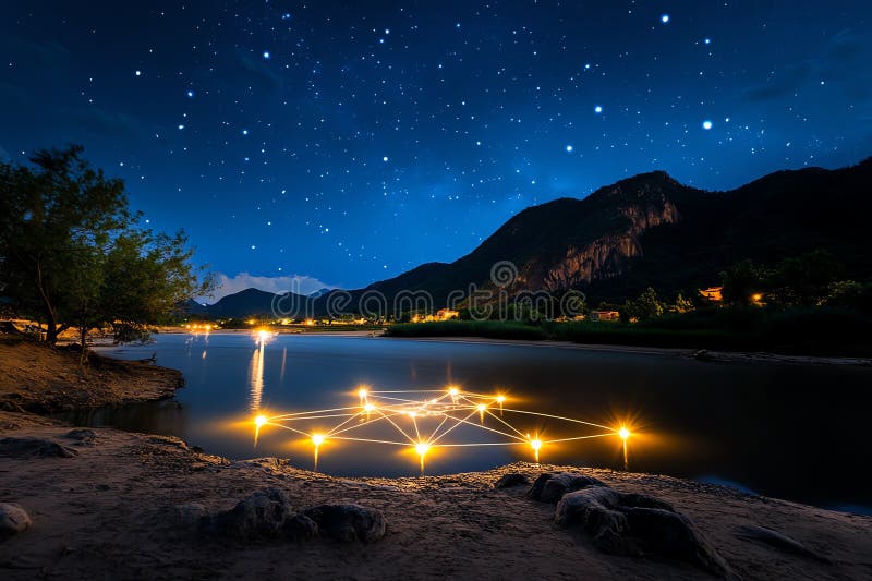 Star Constellation, Linking Stars, Cosmic Connection Draws Lines ...