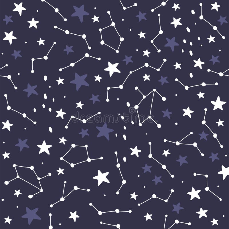 Star Constellation Seamless Pattern. Vector Stock Vector - Illustration ...