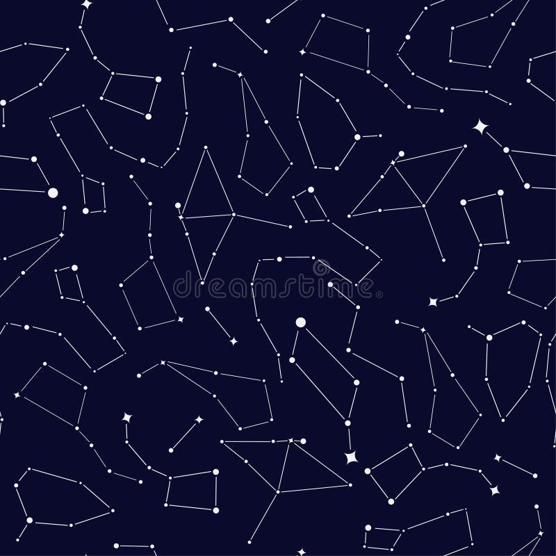 Star Constellations on Dark Night Sky Seamless Pattern Stock Vector ...