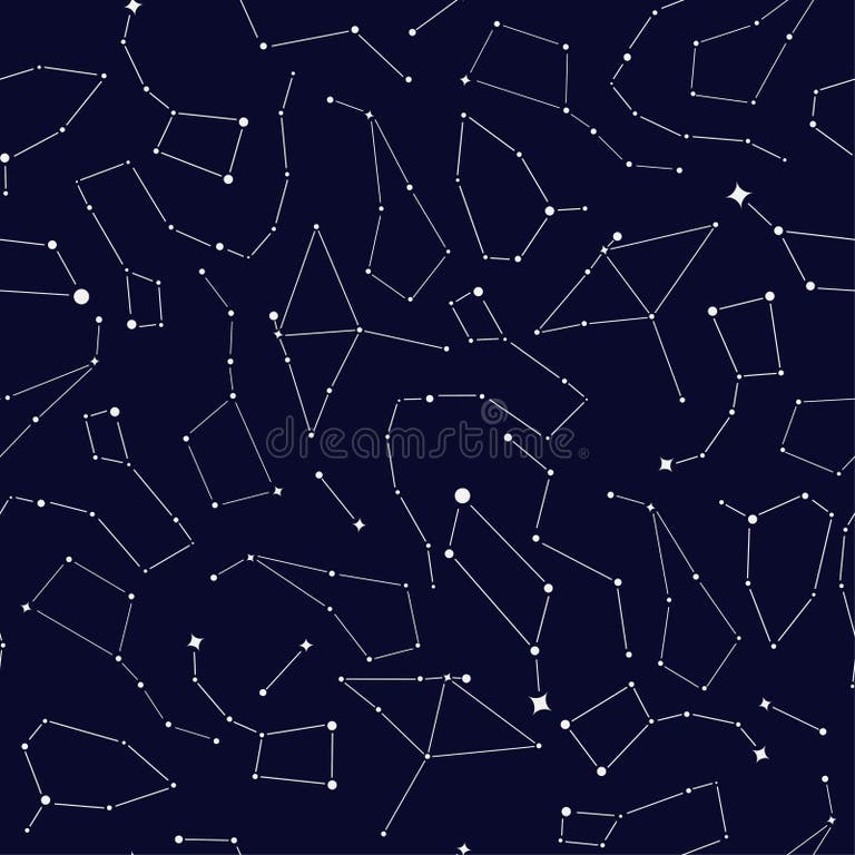 Star Constellations on Dark Night Sky Seamless Pattern Stock Vector - Illustration of pattern ...