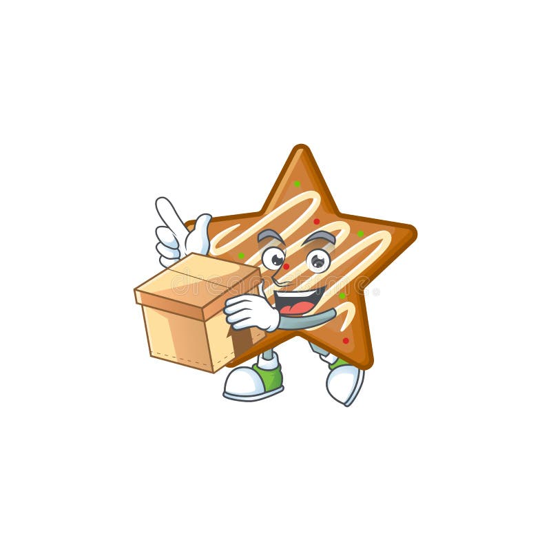 Star Cookies Cartoon with the Mascot with Bring Box Stock Vector ...