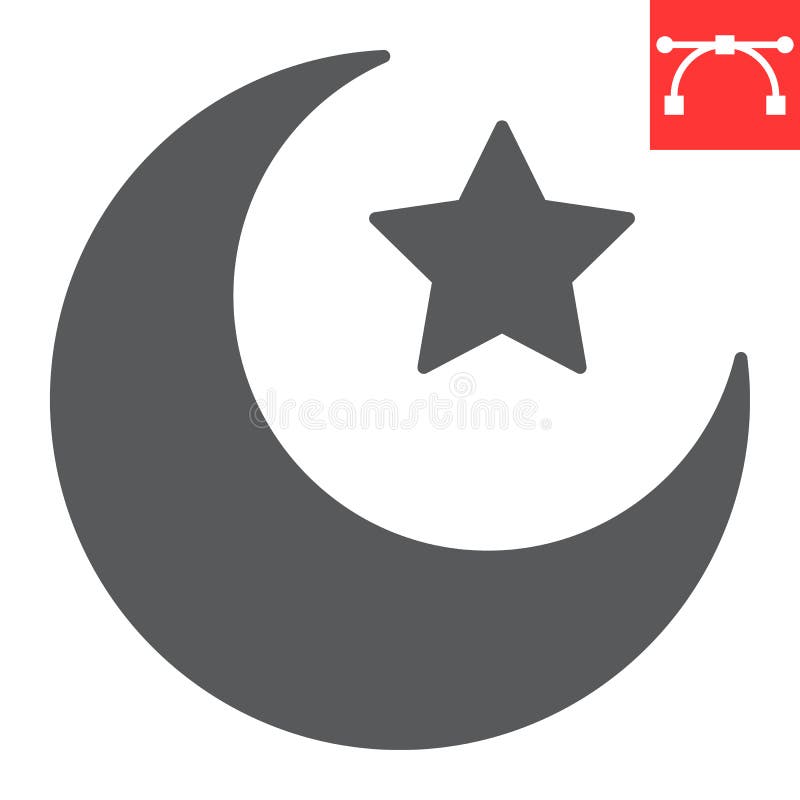 Islamic Crescent Line Icon, Arabic and Islam, Moon and Star Sign ...