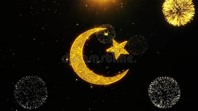 Star and Crescent Symbol Islam Religion Icon on Firework Display ...