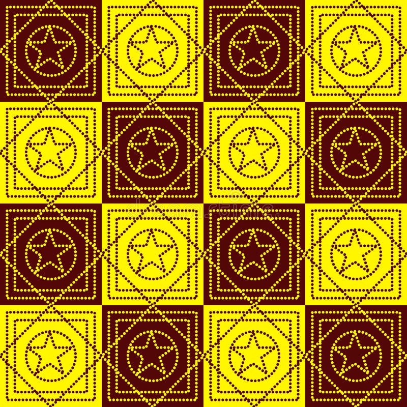 Star on Cycle and Square Grid on Brown and Yellow Background. Vector ...