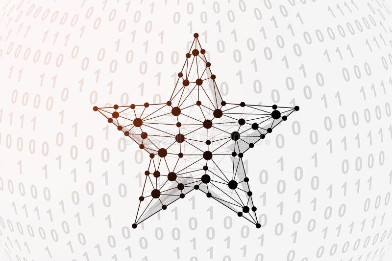 Star 3d Low Poly Symbol with Binary Code Background. Rating Design ...