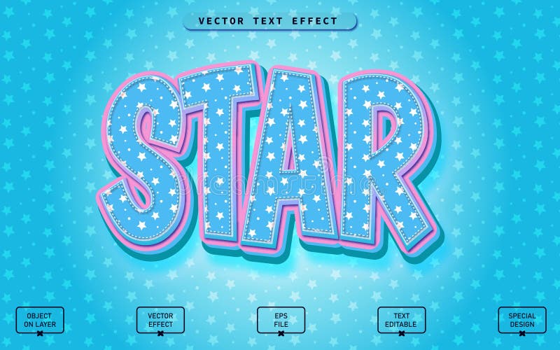 Star 3d Text Effect with Geometric Textured Vector Editable Text Stock ...