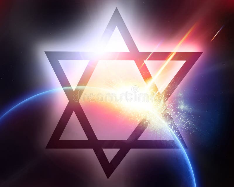 Star of David Symbol Blue Light Flare Stock Illustration - Illustration ...