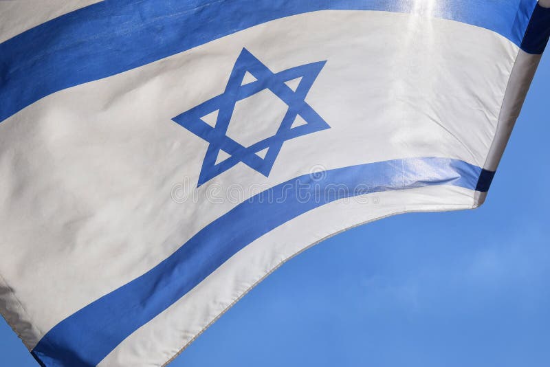 Star of David on a Blue and White Israeli Flag Stock Photo - Image of ...