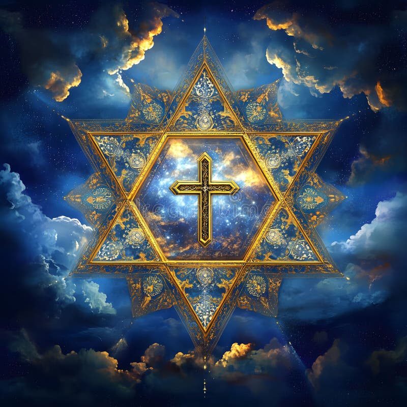 Star of David and Cross stock illustration. Illustration of depiction ...