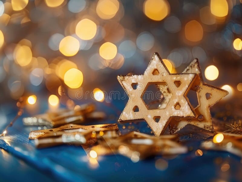 A Star of David Emblem on a Blue Cloth with Intricate Stitching Stock ...