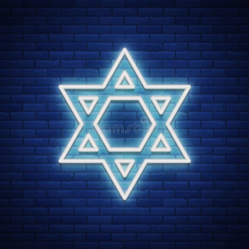 Star of David, Neon Sign. the Symbol of Judaism Stock Vector ...